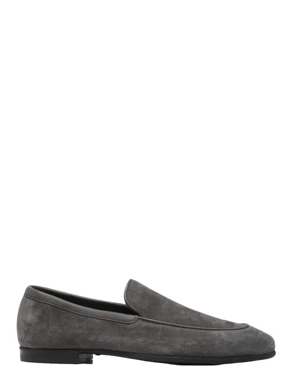 John Lobb Tyne Suede Leather Loafers - Black