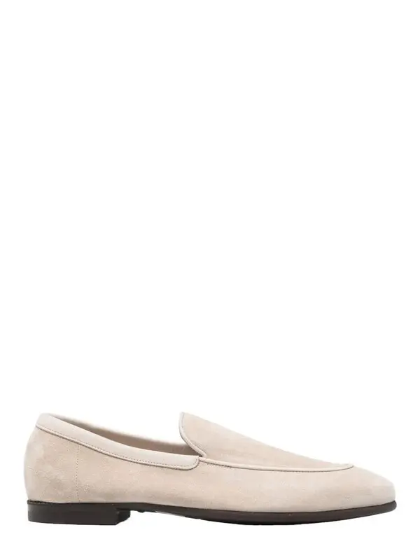 John Lobb Tyne Suede Leather Loafers - Beige