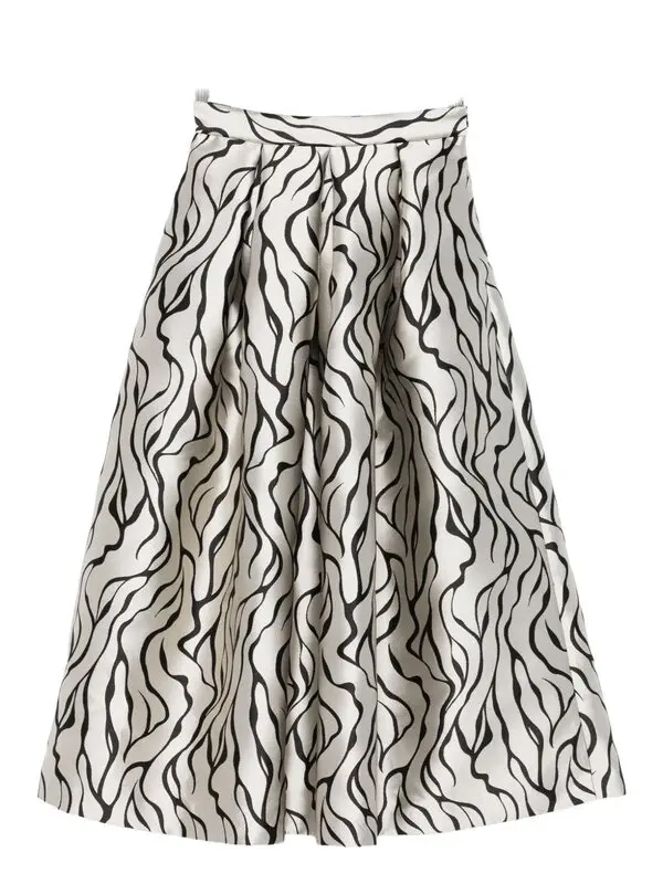 LUNATICA MILANO Printed Pleated Midi Skirt - Grey