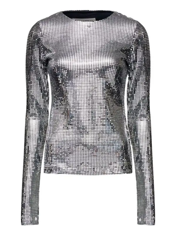 MAISON MARGIELA Long Sleeve Metallized Top - Silver