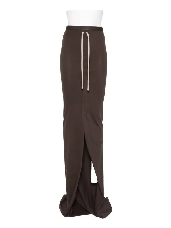 MONCLER + RICK OWENS Cotton Drawstring Maxi Skirt - Grey