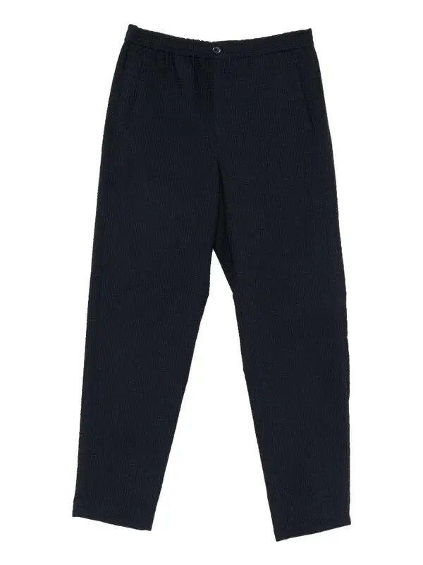 Emporio Armani Straight-leg Seersucker Trousers - Blue