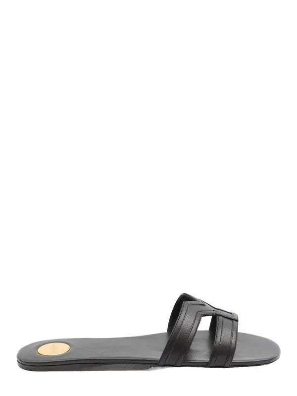 Saint Laurent Mabrouka Leather Flat Sandals - Black