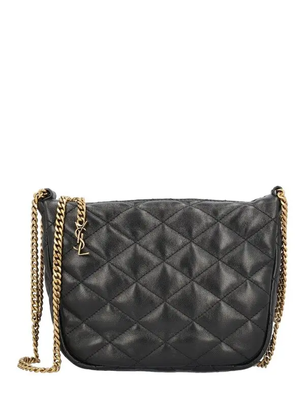 Saint Laurent June Quilted Leather Mini Bag With Chain Strap - Black