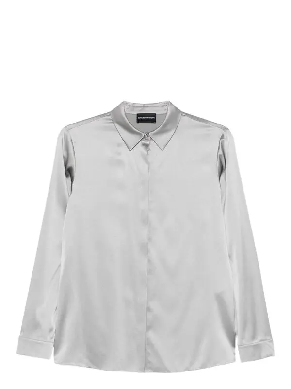 Emporio Armani Long Sleeve Silk Shirt - Grey