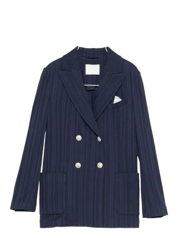 CIRCOLO 1901 Cotton Double-breasted Jacket - Blue