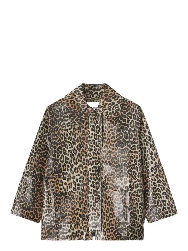 GANNI Cotton Blend Leopard Print Jacket - Multi