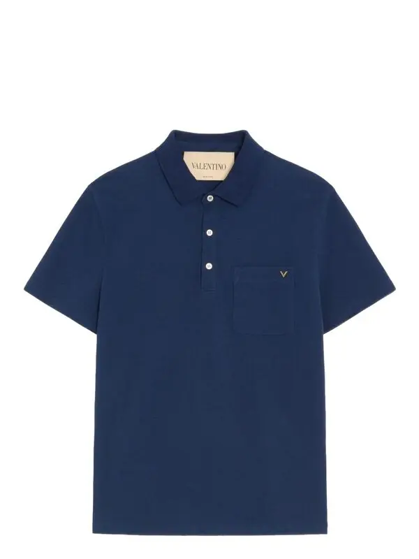 Valentino Garavani Vgold Cotton Polo Shirt - Blue