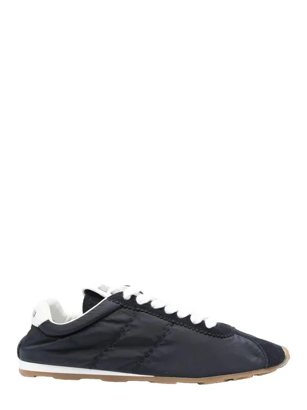 Miu Miu Plume Nylon And Leather Sneakers - Blue