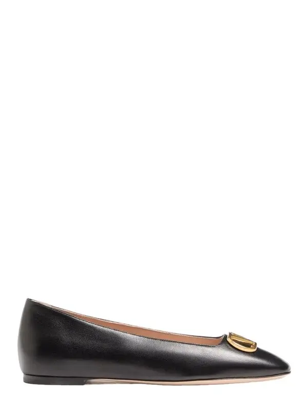 Valentino Garavani Vlogo Signature Leather Ballet Flats - Black