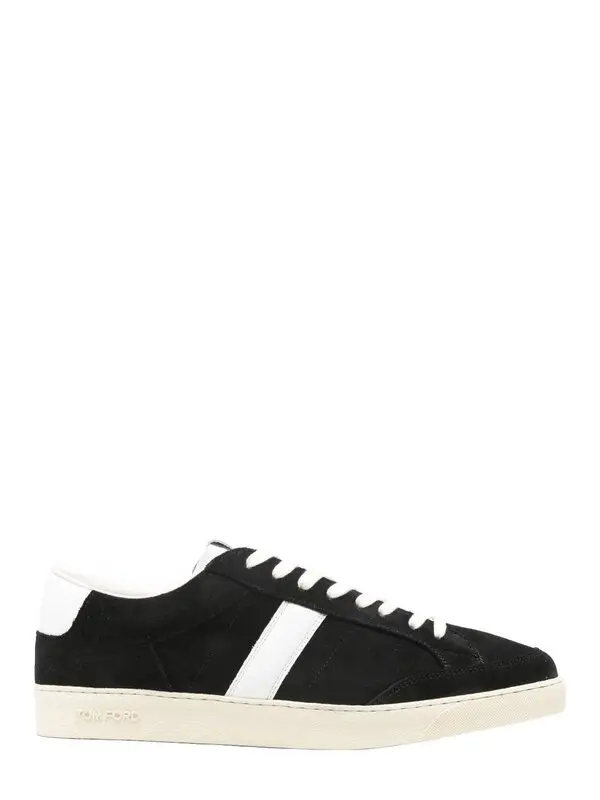 TOM FORD Leather Sneakers With Stripe Detail - Black