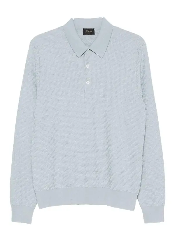 Brioni Cotton And Cashmere Polo Shirt - Blue