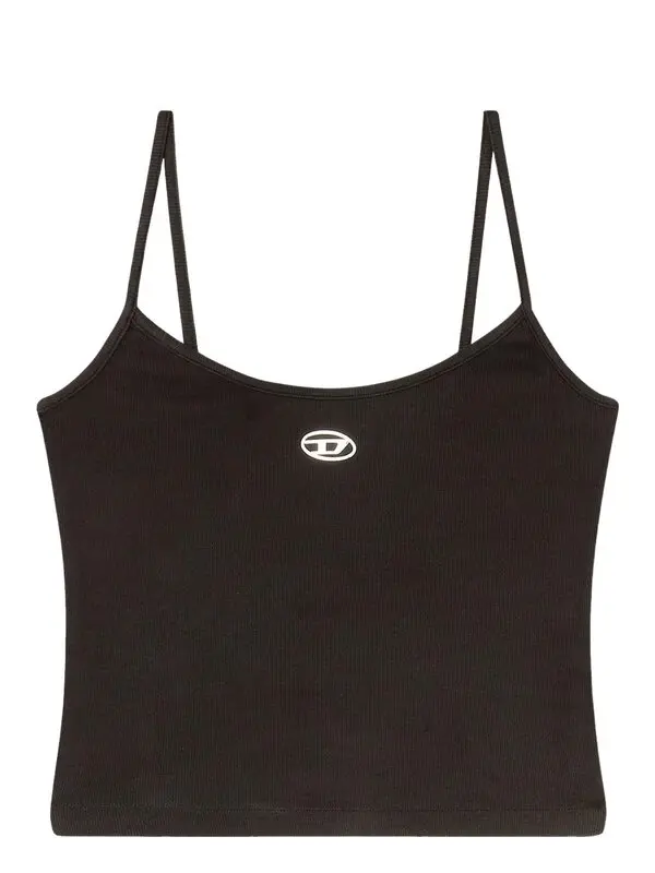 DIESEL® Cotton Tank Top With Metallic Logo Detail - Black