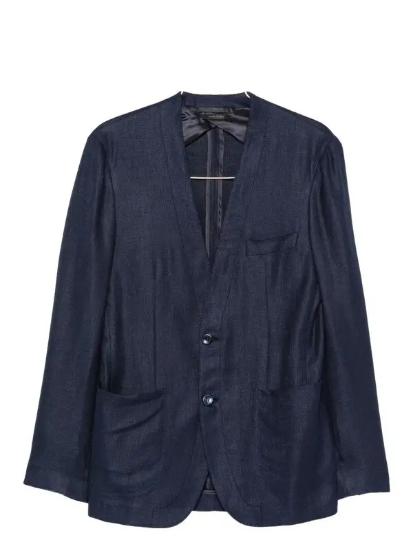 Brioni Linen And Silk Blend Jardigan - Sky Blue