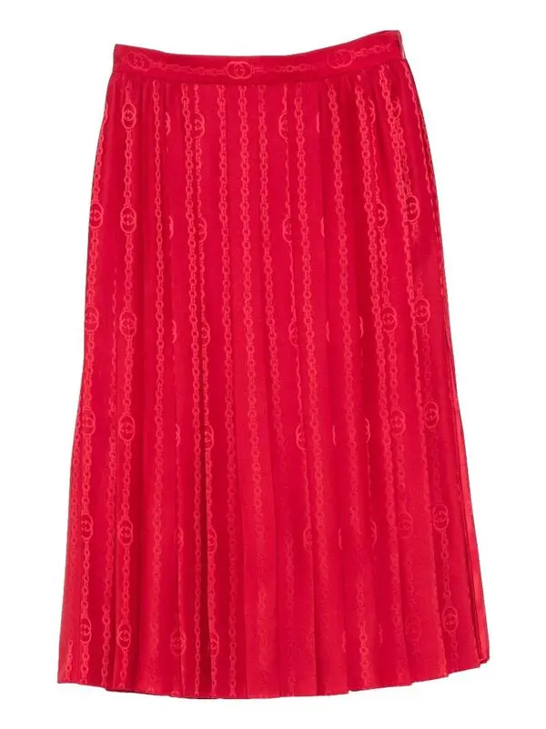 Gucci Logo-jacquard Pleated Midi Skirt - Red