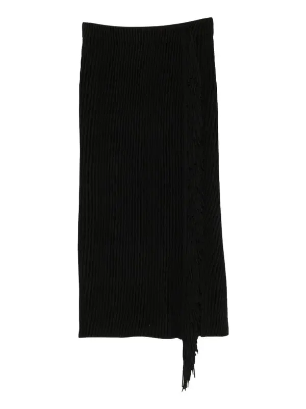 Emporio Armani Fringed Midi Skirt - Black