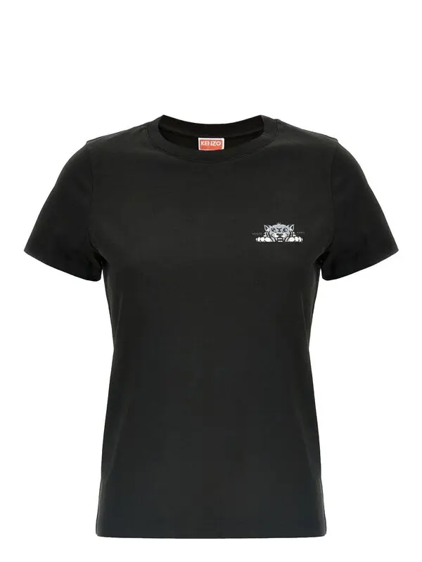 Kenzo Happy Tiger Cotton T-shirt - Black