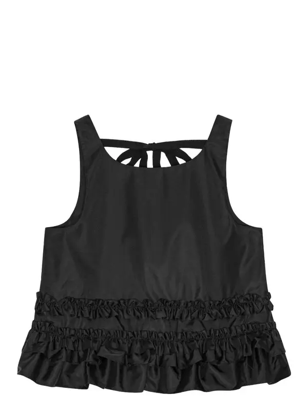 GANNI Nylon Tank Top With Rear Tie Detail - Black