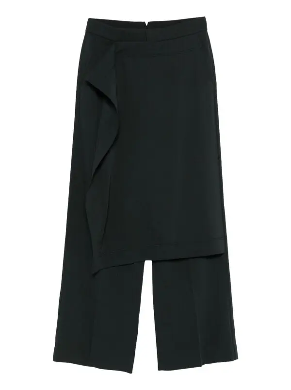 AMI Paris Wool Trousers With Ruffled Overlay - Grey