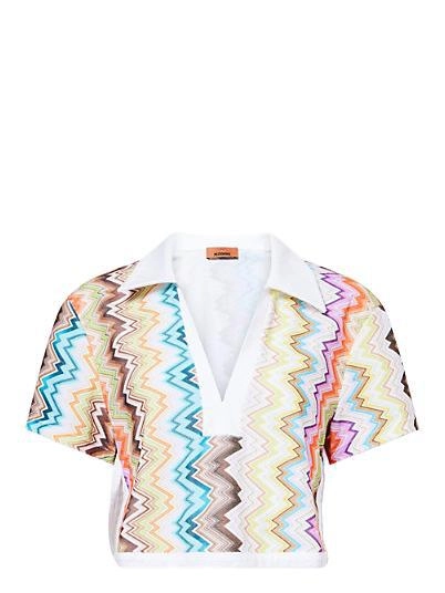 Missoni Chevron-print Open Collar Jersey Top - Multi