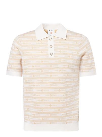Casablanca Wordmark Short-sleeve Wool Polo Shirt - Camel