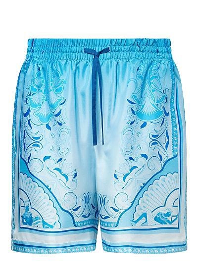 Casablanca Egyptian Rug Silk Shorts - Blue