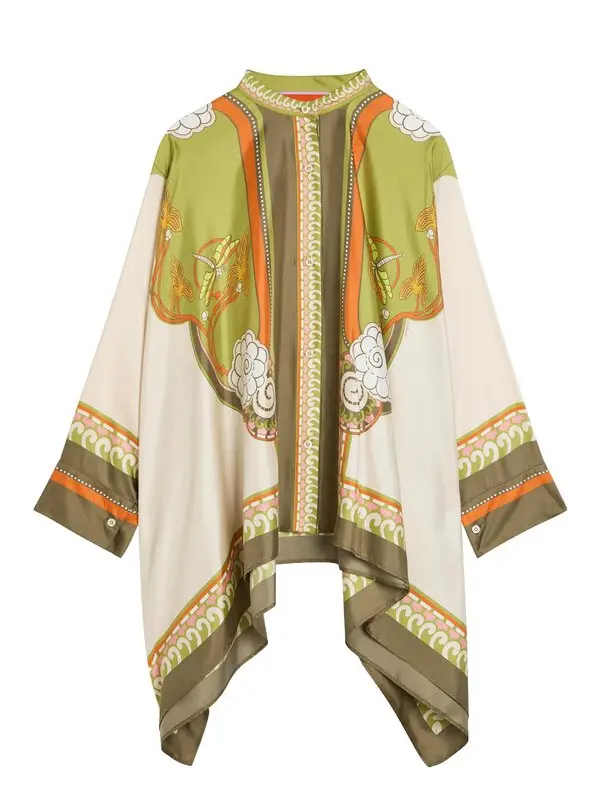 La DoubleJ Printed Asymmetric Silk Shirt - Multicoloured
