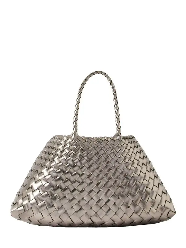 Dragon Diffusion Sante Croce Small Woven Leather Tote - Silver