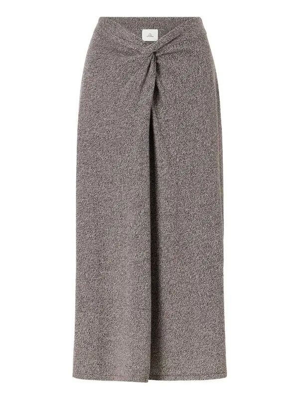 THE ELDER STATESMAN Knotted Marl Knitted Cashmere Midi Skirt - Brown