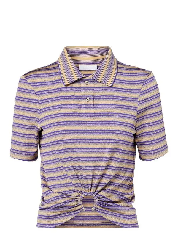 Rabanne Cutout Gathered Striped Crepe Top - Multicoloured