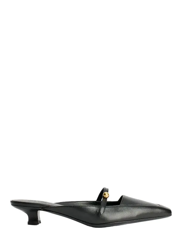 BY MALENE BIRGER Micha Leather Kitten Heel Sandals - Black