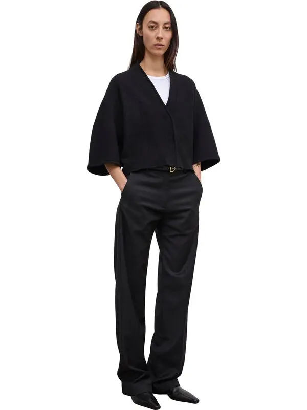 HOUSE OF DAGMAR V-neck Cropped Wool Cardigan - Black