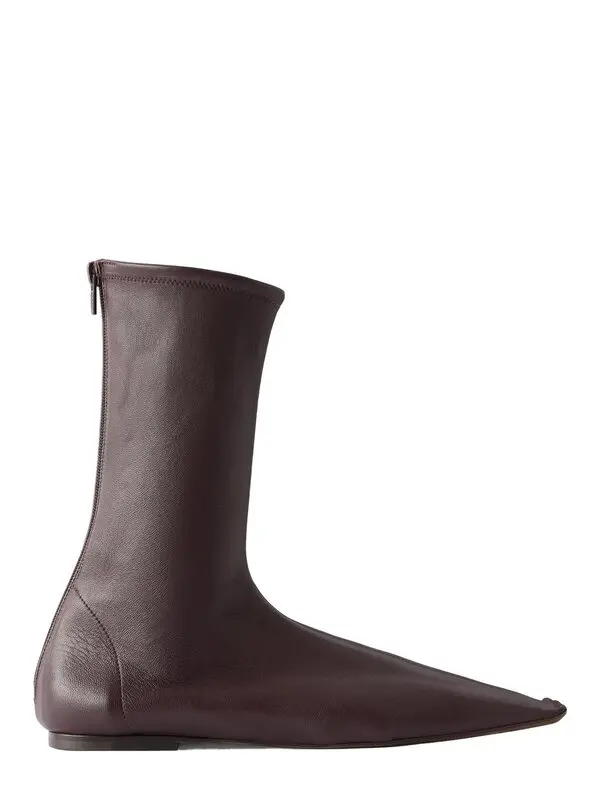 Khaite Marlene Leather Ankle Boots - Brown