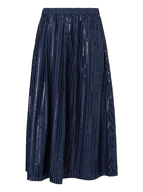Max Mara Fiordi Sequin-embroidered Cotton Midi Skirt - Navy