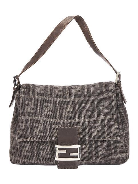 FWRD RENEW Fendi Zucca Mama Forever Baguette Shoulder Bag - Grey