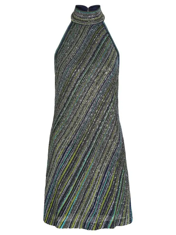 Missoni Striped Embellished Metallic-knit Mini Dress - Multicoloured
