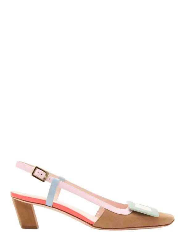 ROGER VIVIER Belle Vivier Suede Slingback Pumps With Buckle Detail - Multi