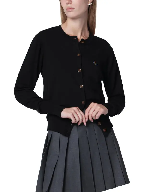 VIVIENNE WESTWOOD Bea Cotton-cashmere Cardigan With Orb Embroidery - Black