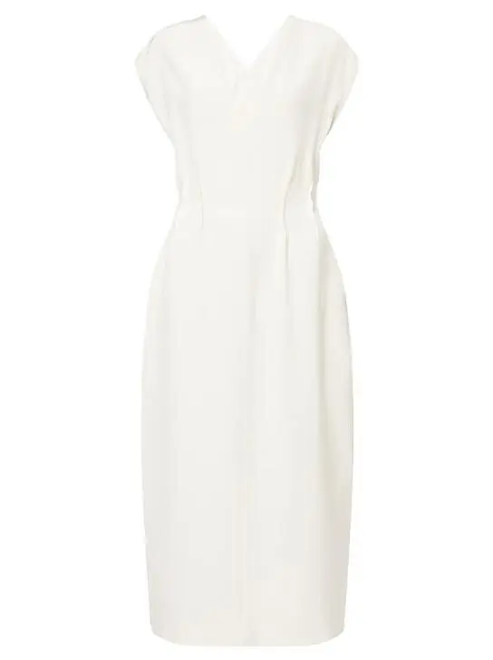 THE DROPPED COLLECTION Kimono V-neck Silk Midi Dress - Ivory