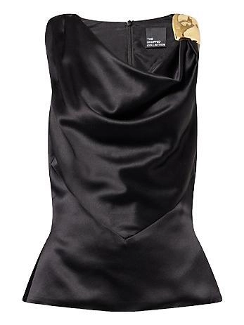 THE DROPPED COLLECTION Cowl-neck Sleeveless Silk Top - Black