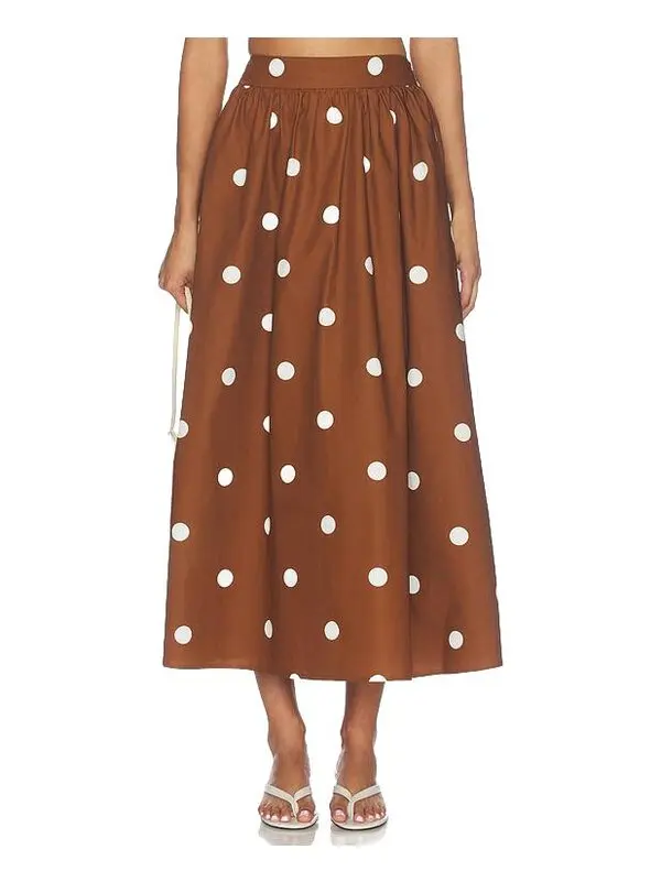 Susana Monaco Polka Dot Poplin Midi Skirt In . Also - Multi