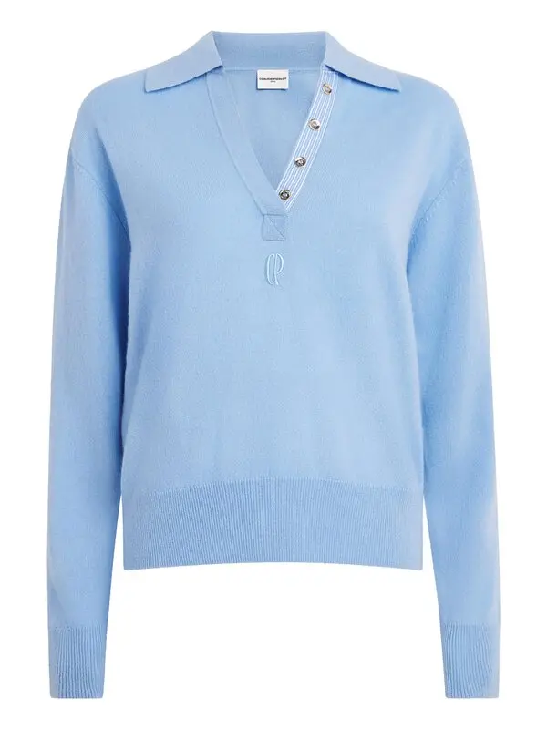Claudie Pierlot Wool-cashmere Polo Sweater - Blue