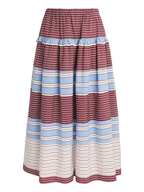 Sandro Cotton Maxi Skirt With Ruffle Detail - Red