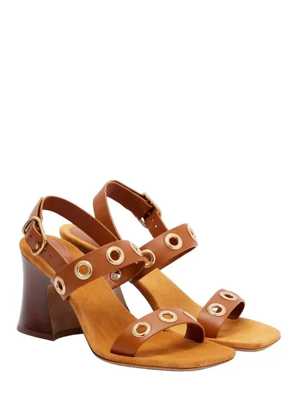 Chloé Embellished Leather Sandals With Buckle-fastening Ankle Strap - Brown