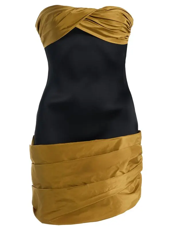 Burc Akyol Satin-cady Mini Dress With Draped Panels - Multi
