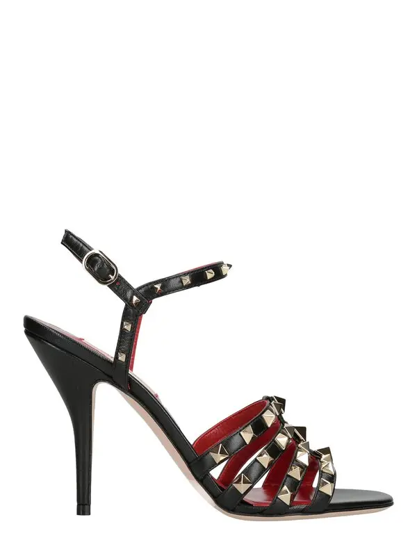 Valentino Garavani Rockstud Leather Stiletto Heeled Sandals - Black