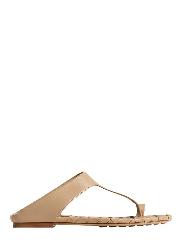 Bottega Veneta Livia Lambskin Thong Sandals - Neutral