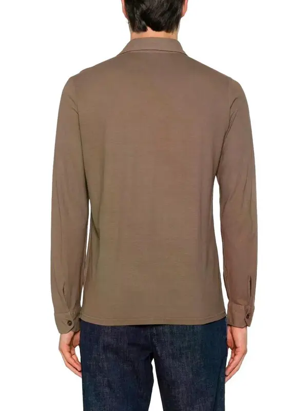 JEORDIE'S Long-sleeve Polo Shirt - Brown