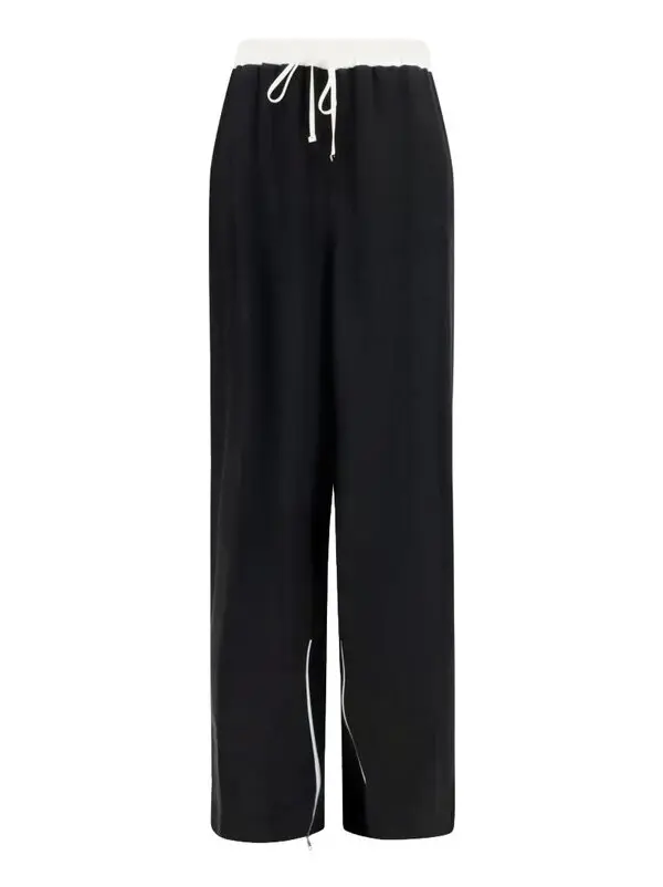 Kiton Drawstring Wide-leg Cropped Trousers - Black