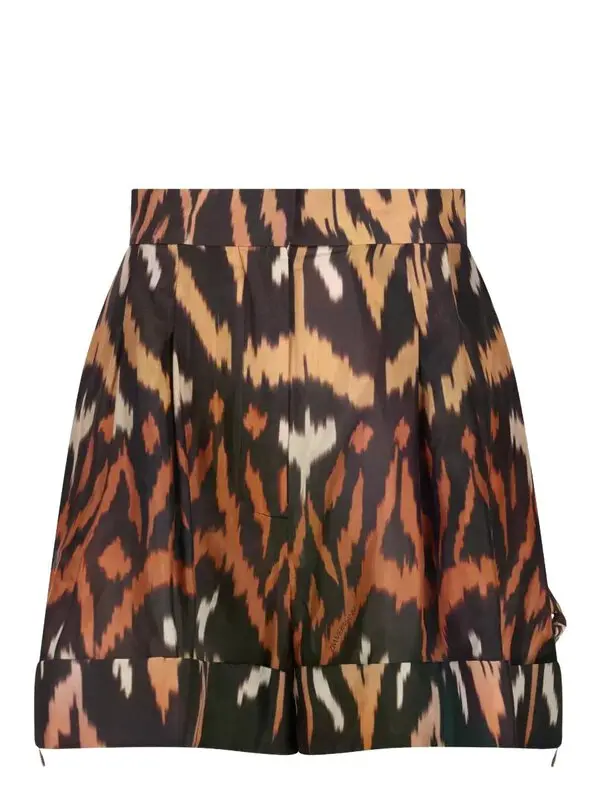 Zimmermann Ikat-print Buckle-detail Shorts - Black